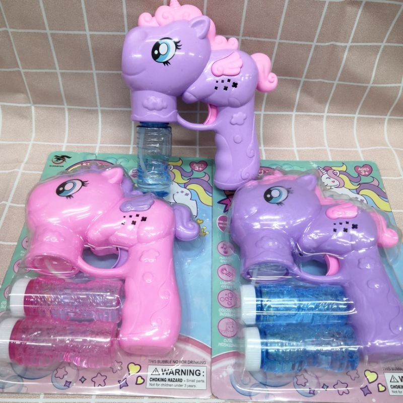 Pony Electric Bubble Blaster Gun with light and sound free battery ...