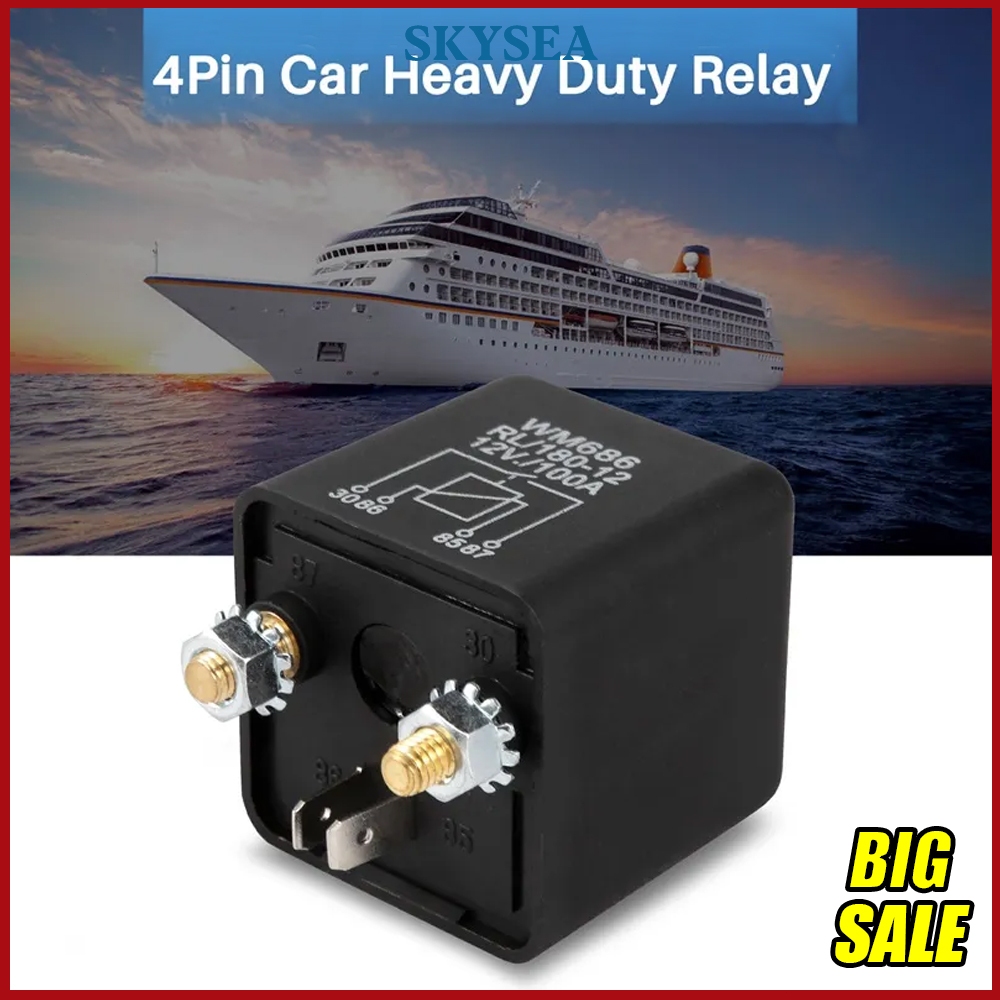 12V 100Amp 4-Pin Heavy Duty ON/OFF Switch Split Charge Relay For Auto ...