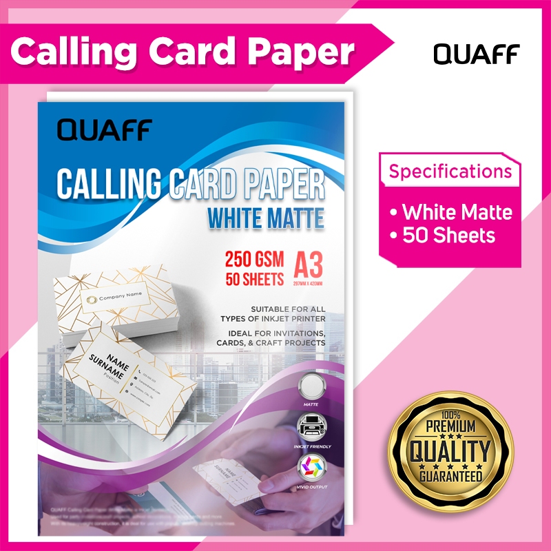 QUAFF Calling Card Paper 250GSM A3（297*420mm）White(matte)(50sheet/pack ...
