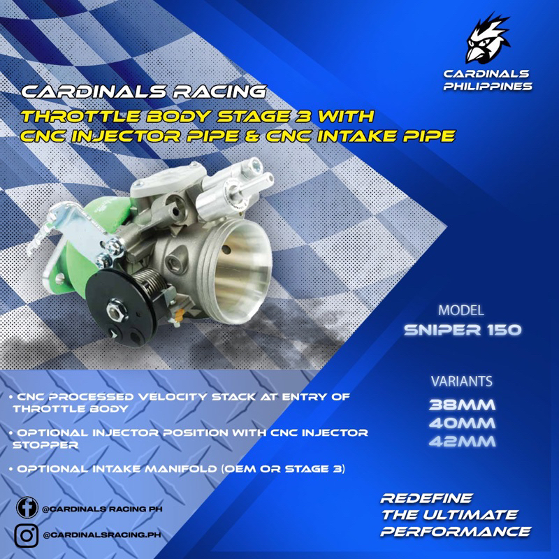 CARDINALS RACING - THROTTLE BODY STAGE 3 WITH CNC INJECTOR PIPE & CNC ...
