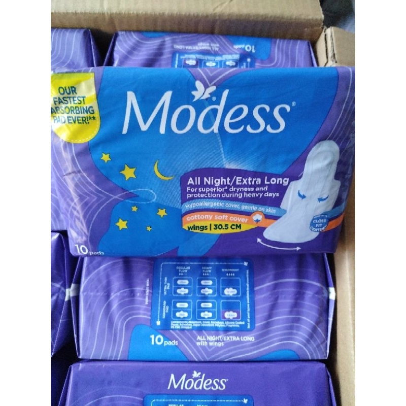 Modess all night /extra long sanitary napkins 10pads per pack | Shopee ...