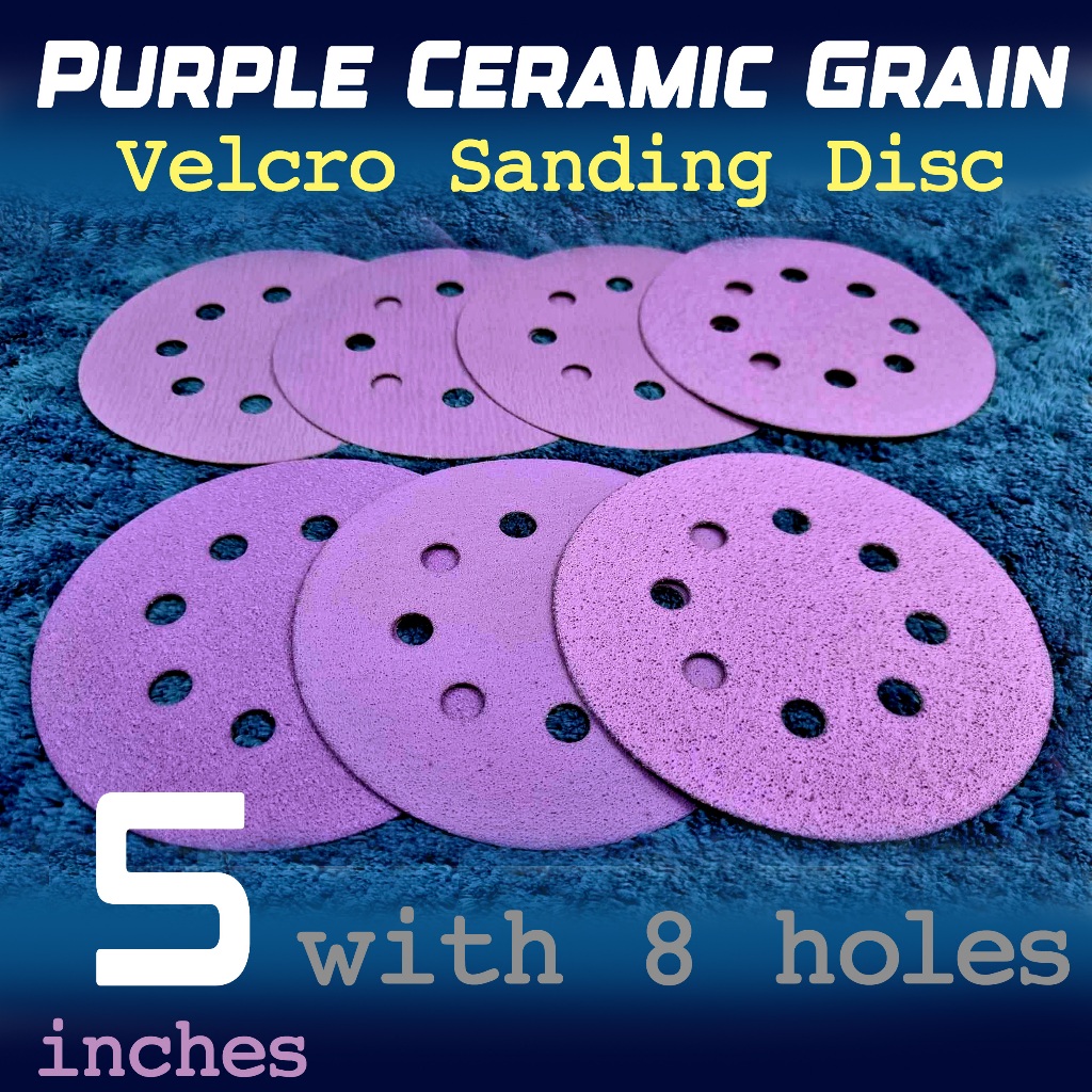 10 pieces Purple Ceramic Grain Velcro Sanding Disc 5 inches | Shopee ...