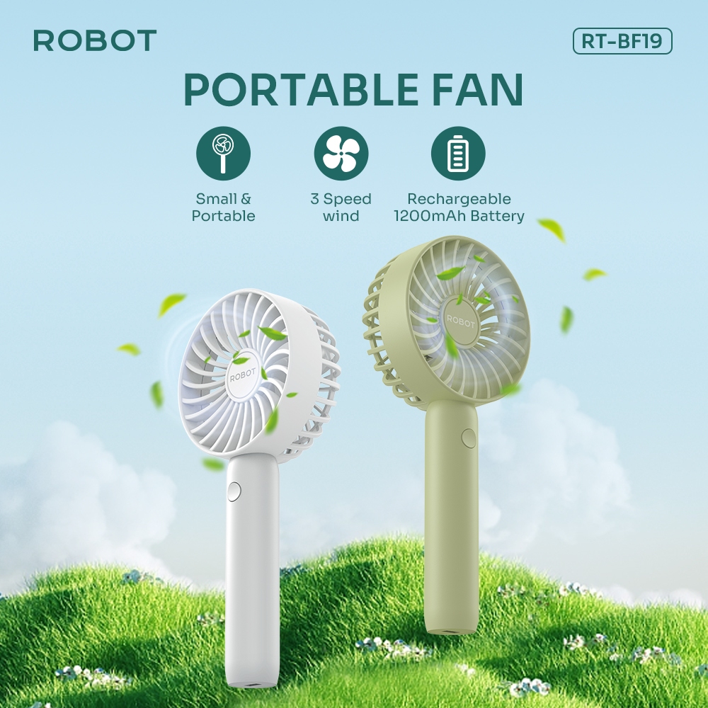 ROBOT RT-BF19 USB Mini Portable Rechargeable Cool Fan 1200mAh 3 Speed ...