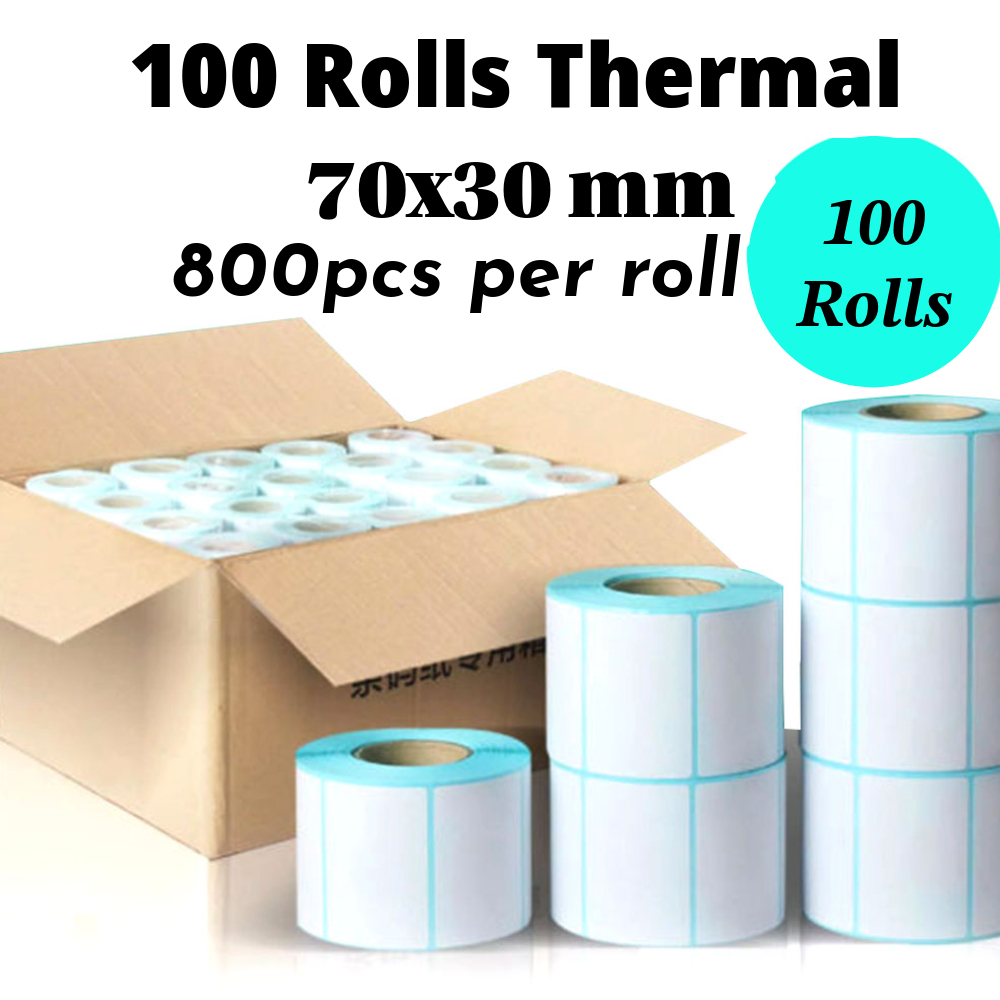 100 ROLL 70mmX30mm Thermal Barcode Sticker || Label Sticker ...