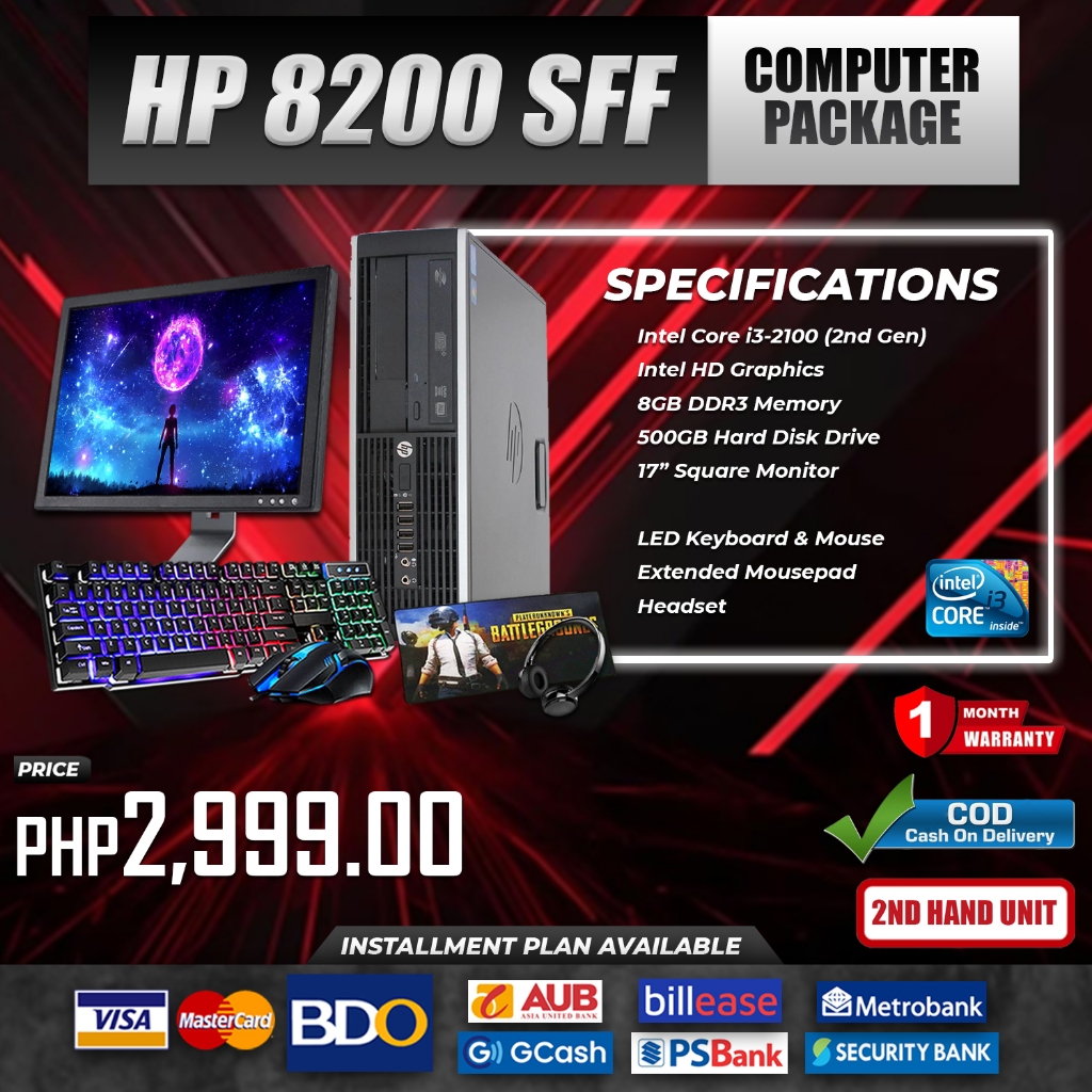 Computer set Package HP 8200 SFF Intel Core i3 2100 8gb memory 500gb ...