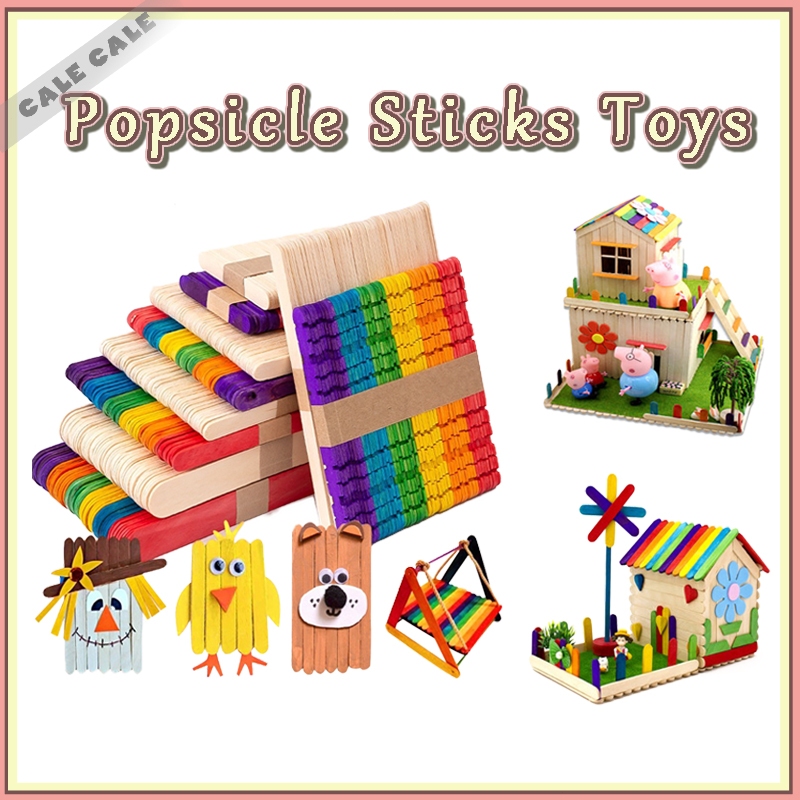 50 pcs School popsicle sticks Wooden Popsicle Stick Ice Cream Sticks ...