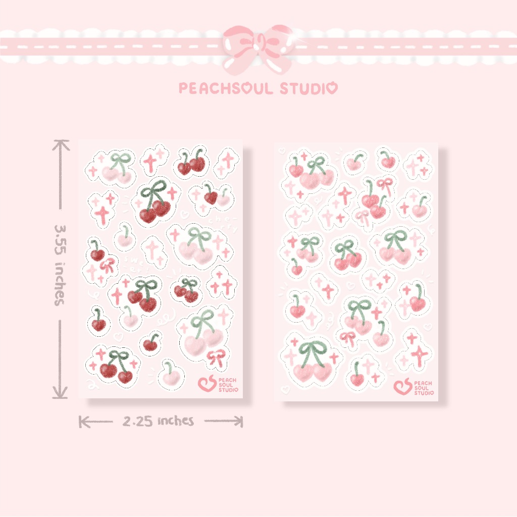 Cute Cherry Mini Deco Sticker Sheet by PEACHSOUL STUDIO | polco journal ...