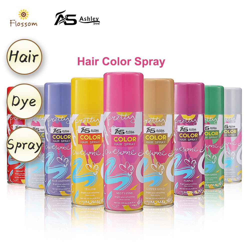 Ashley Shine Hair Color Spray Washable Temporary Safe Without Damaging 9 Pcs Hair Colour 120ml ...