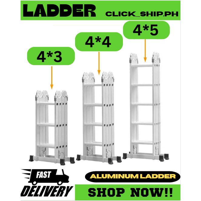 Ladder 12FT and16FT Aluminum Alloy Ladder Adjustable Multi-Purpose ...