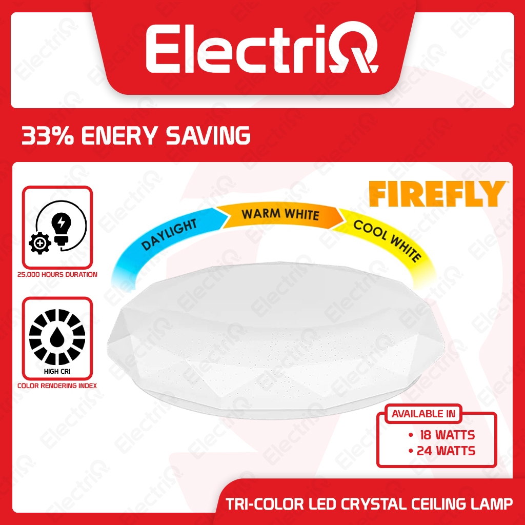 Electriq l Firefly Basic Series Tri-Color LED Crystal Ceiling Lamp Star ...