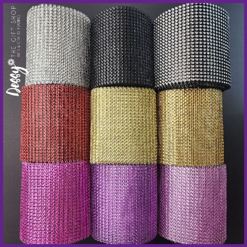 24 Rows Rhinestone Mesh - 1 Yard - Cake Decor Bling Craft DIY Diamond ...