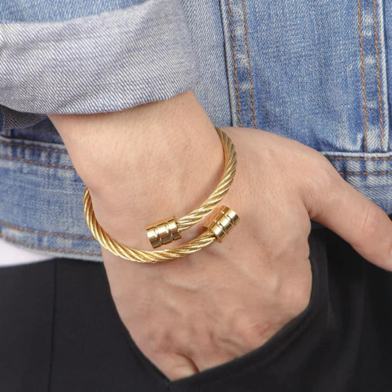 KayangKaya Stainless steel Twisted Gold Bangles For Unisex(Free Box ...