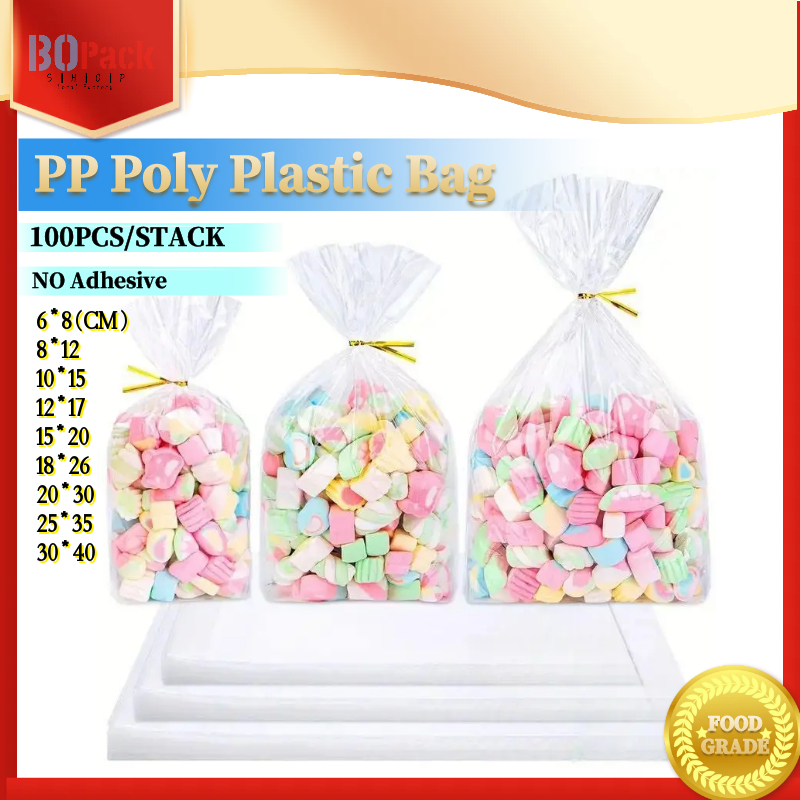 Food Clear Packaging PP Poly Plastic Bag No Adhesive | Shopee Philippines
