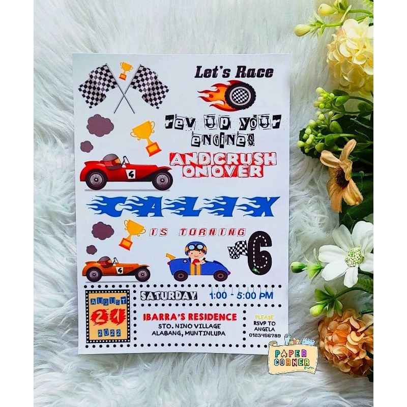 Racing Car Invitation Card - (Layout Only) | Shopee Philippines