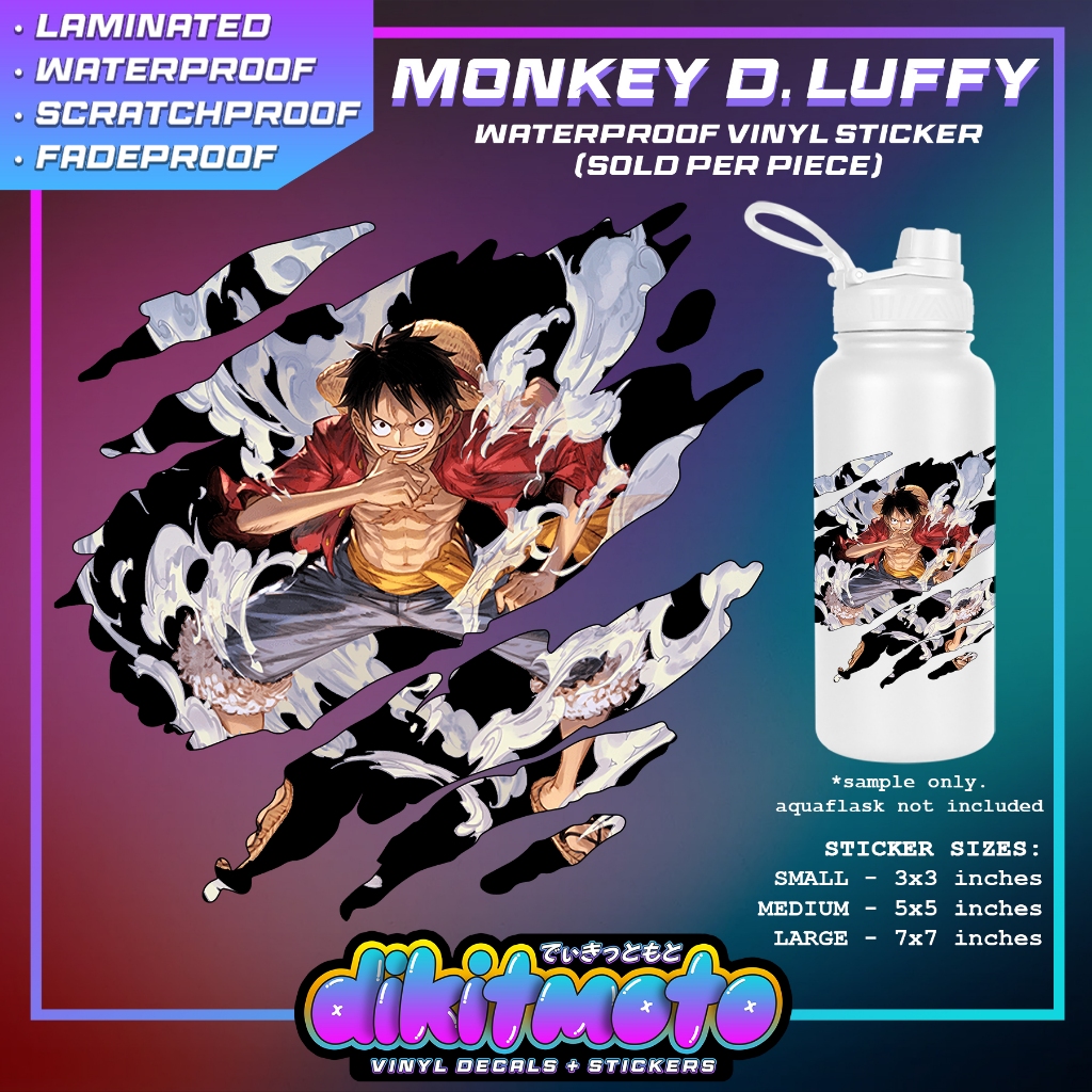 [dikitmoto] Monkey D Luffy #8 Scratch Sticker Waterproof Vinyl Sticker ...
