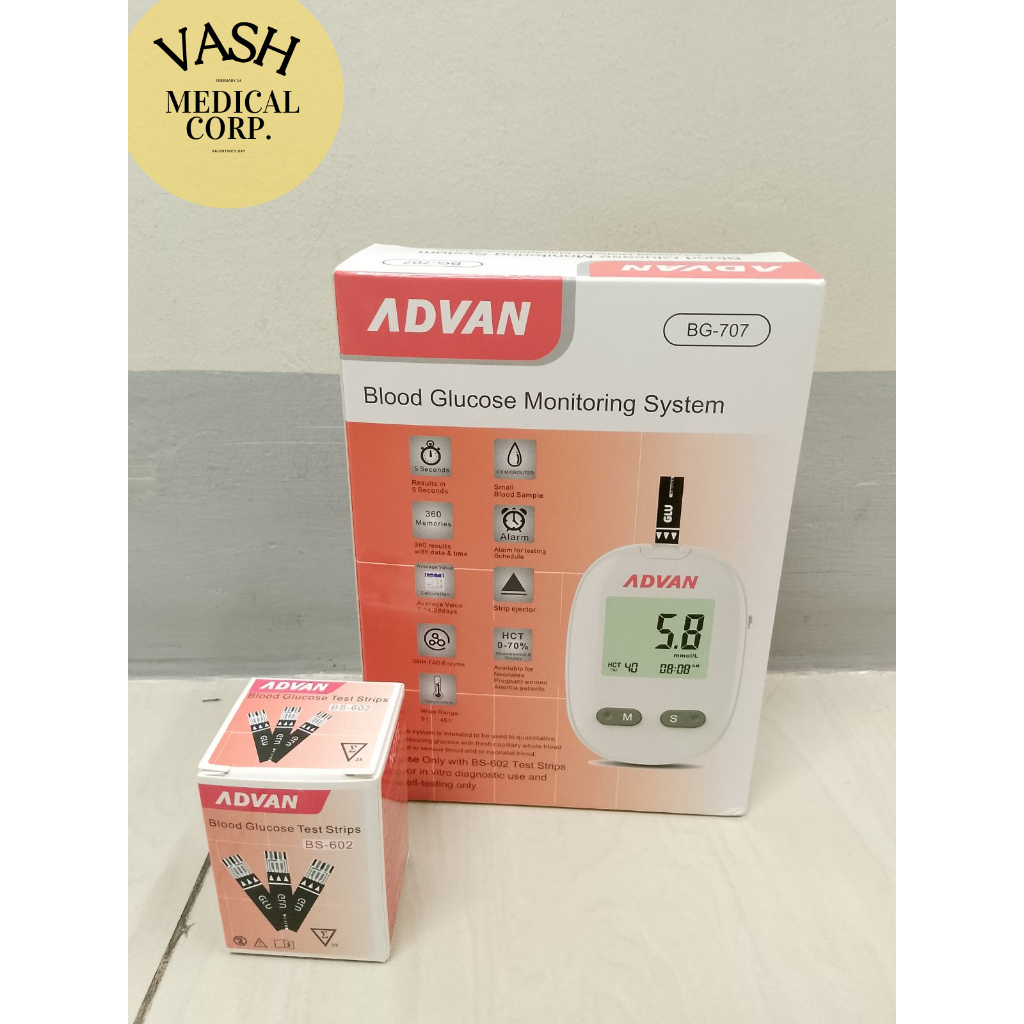 1 set advan glucometer with strips | Shopee Philippines