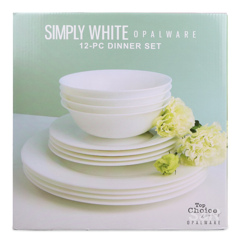 Top Choice Living Simply White Opalware 12-pc Dinner Set | Shopee ...
