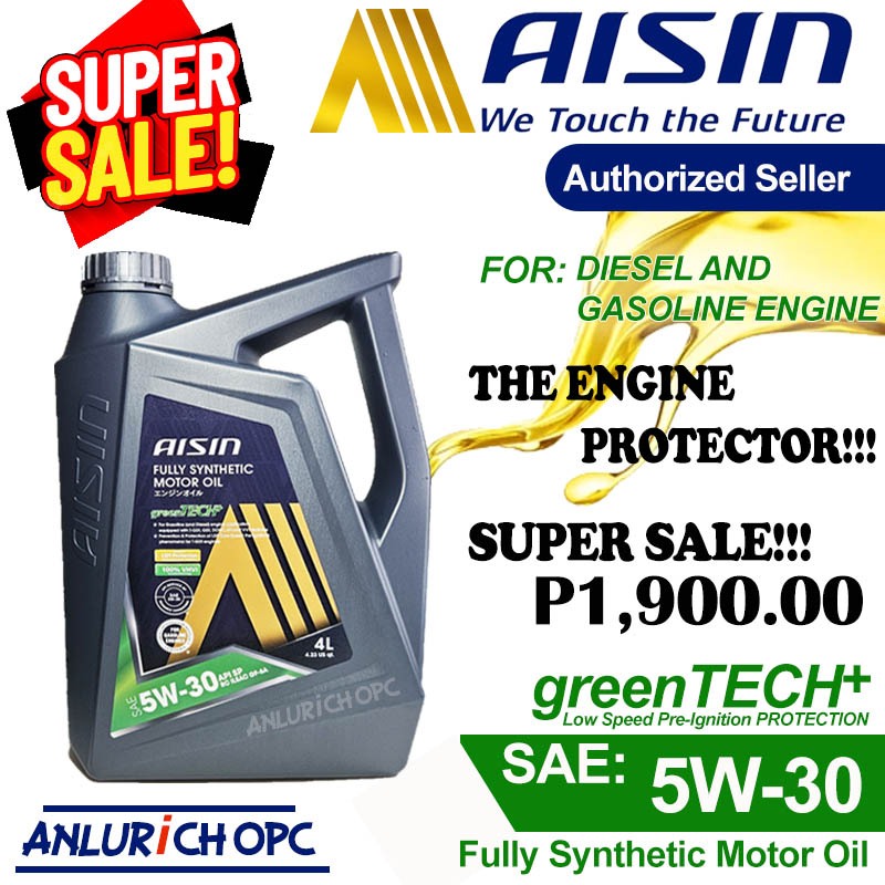AISIN Fully Synthetic Motor Oil 5W-30 greenTECH+ Diesel and Gasoline ...