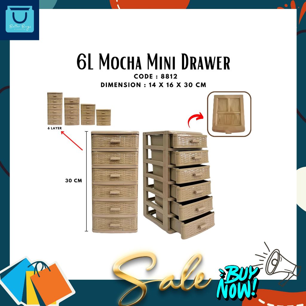 [TRENDING COLORS] 8812 3L/4L/5L/6L MOCHA MINI DRAWER/ ORGANIZER ...