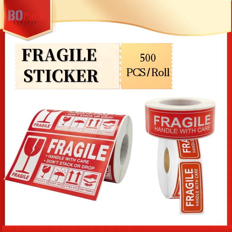 Fragile Sticker Roll with Broken Glasses Icon - 500/300 Pcs (Various ...