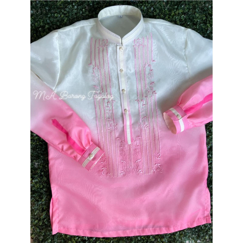 Monochromatice chinese collar barong (pink,purple etc we customize ...