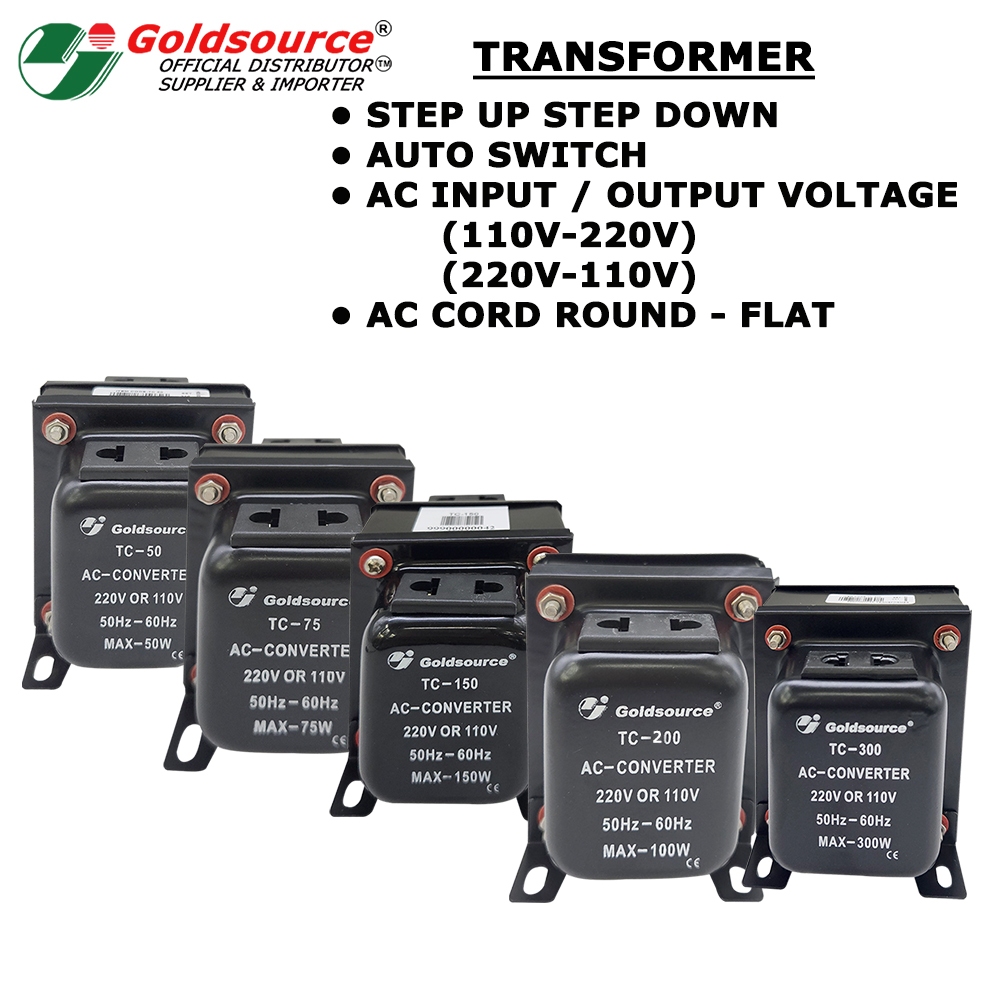 GOLDSOURCE TRANSFORMER STEP UP/DOWN WITH FUSE WITH UNIVERSAL OUTLET ...