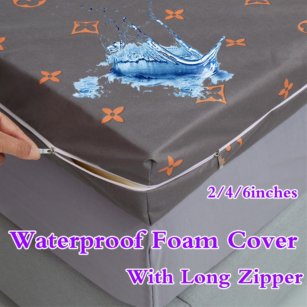 100% Waterproof Foam Cover With Long Zipper 2 or 4 or 6 inches Bed ...