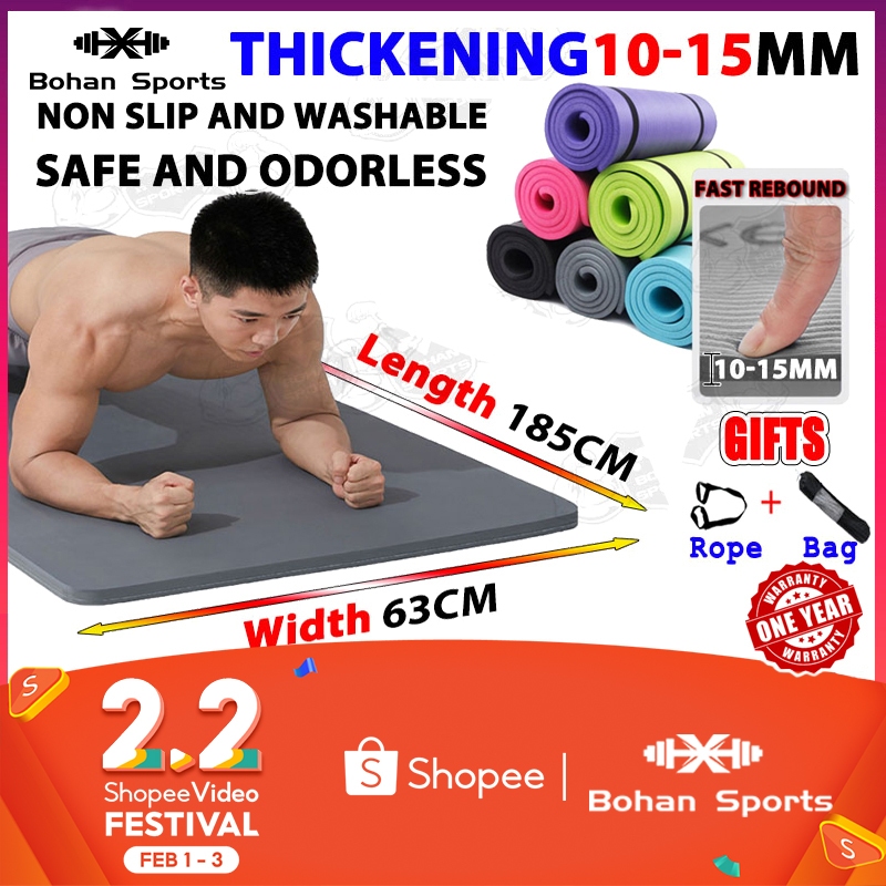 Yoga Mat Exercise Mat Yoga Matt For Workout NEW SIZE 185CM X 63CM With ...