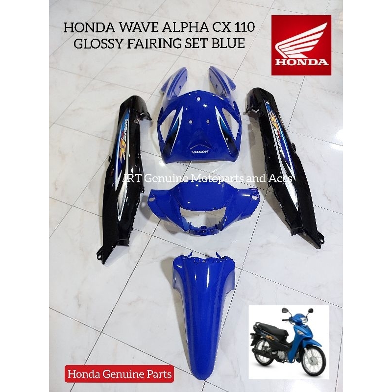 Honda Wave Alpha CX 110 Genuine Original Glossy Outer Fairing Set Blue ...