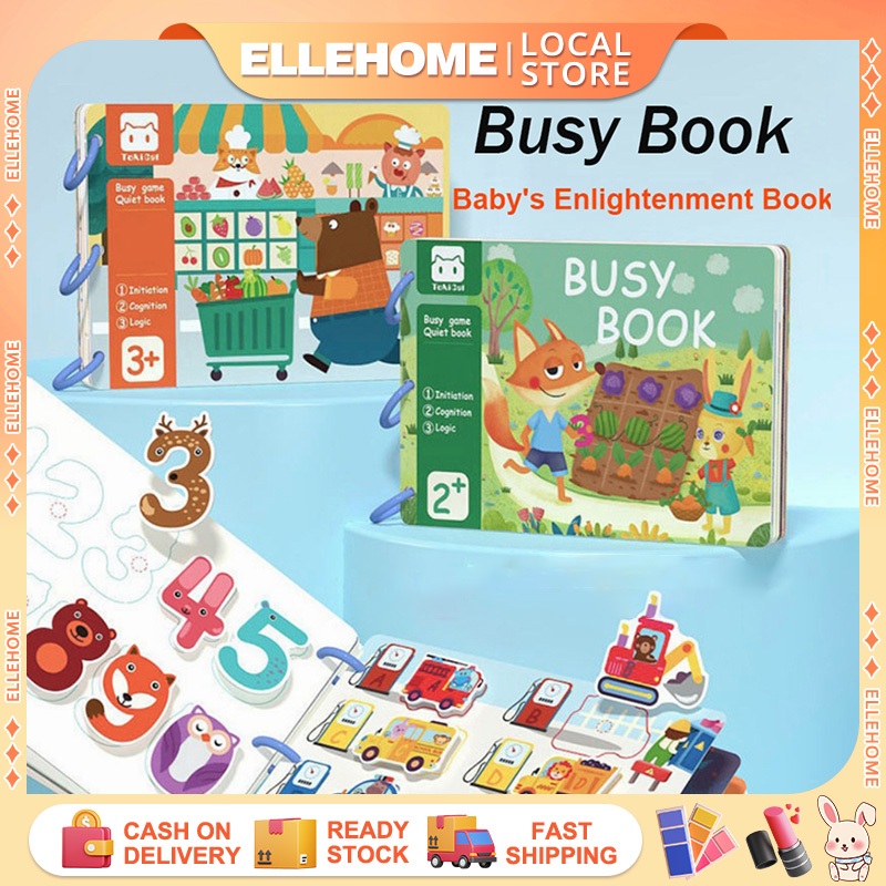 Kid Busy Book，Reusable Puzzle Funny with Cartoon Character Numbers ...