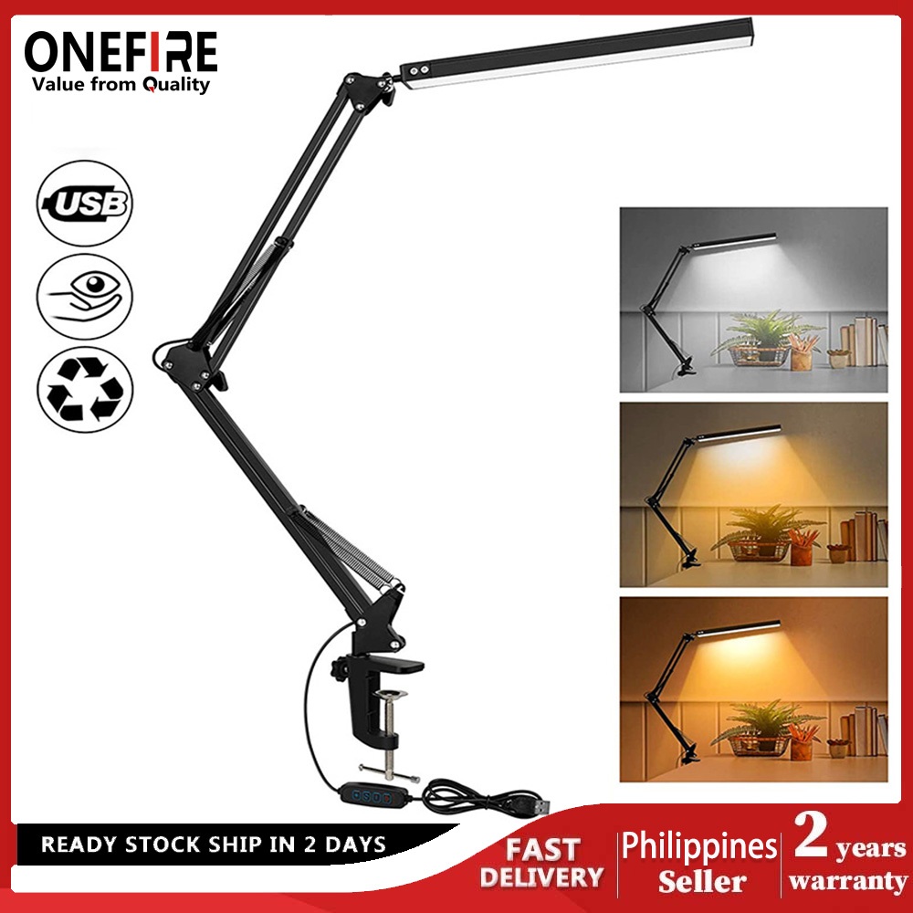 10W LED Desk Lamp Swing Arm Desk Light with Clamp Reading Desk Lamps ...