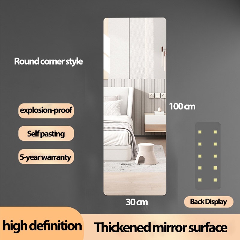 HD Acrylic Mirror Paste Wall Mirror Full Body Mirror Hang Mirror Light ...