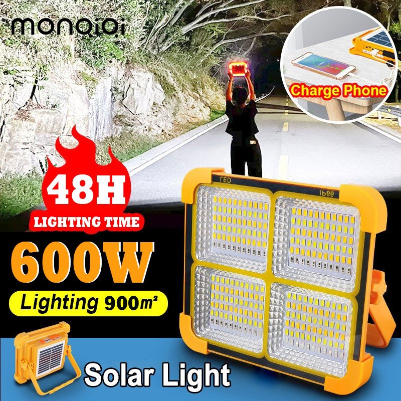 Solar Emergency Light 300W Solar Flashlight Rechargeable Outdoor ...