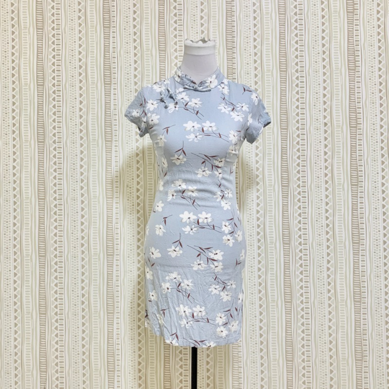 LIGHT BLUE CHINESE DRESS PETITE (PRELOVED) | Shopee Philippines