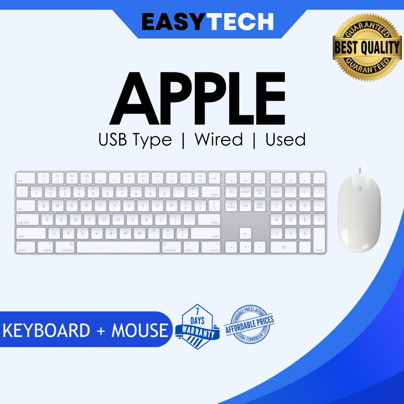 EASYTECH | Used Ap*ple A1243 Keyboard Aluminium A1152 Mouse USB Wired ...