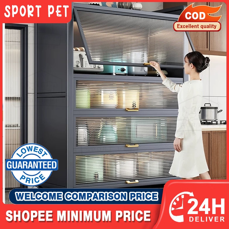 4/5 Layers Kitchen Rack Dustproof Storage Cabinet Carbon Steel Multi ...