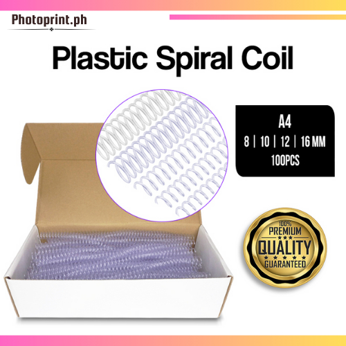 Spiral Coil for Binding A4 Size 100pcs/box Clear and White 4:1 Pitch ...