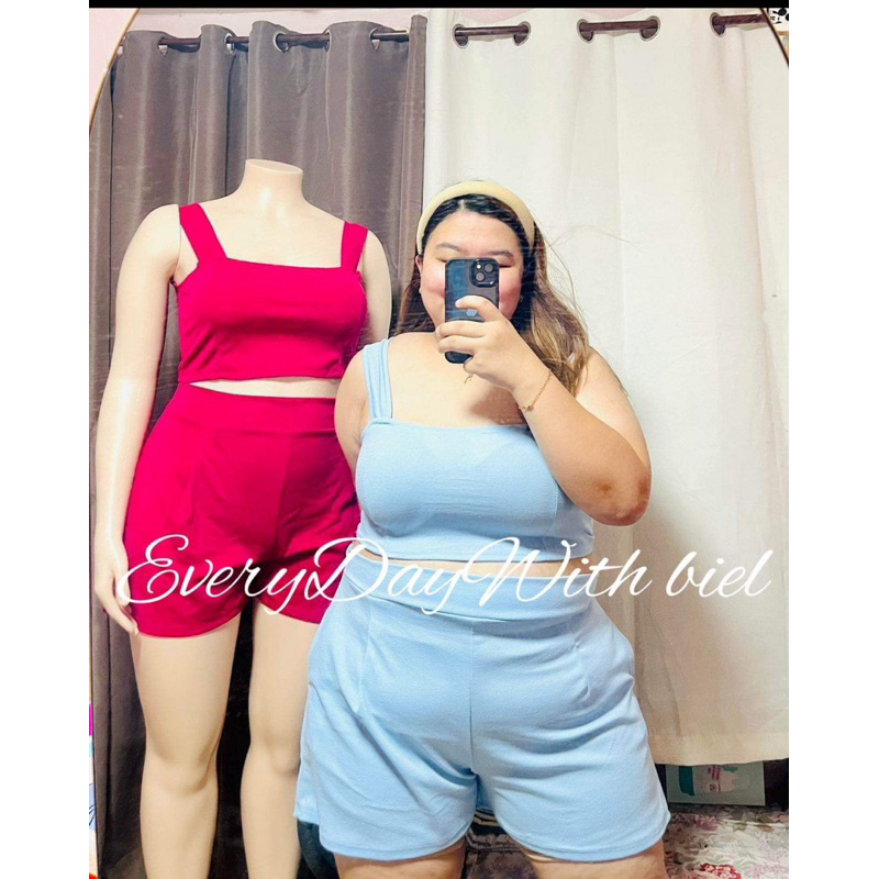 PLUS SIZE COORDS Terno Sleeveless Short Plain fit 2XL-4XL Body Frame ...
