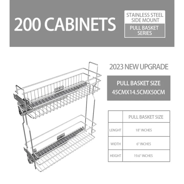 JOTO Kitchen Pull Out Rack Pull Out Condiment Organizer Basket Kitchen ...