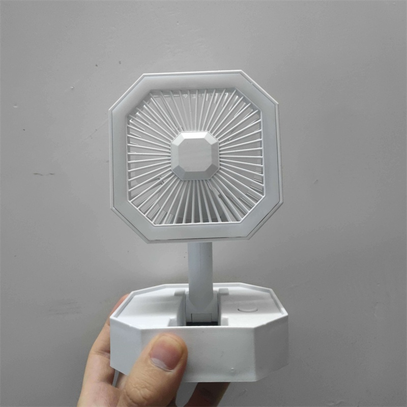 USB Rechargeable Electric Table Fan LED Light Folding Small Multi-function Fan Stand Mini Desk ...