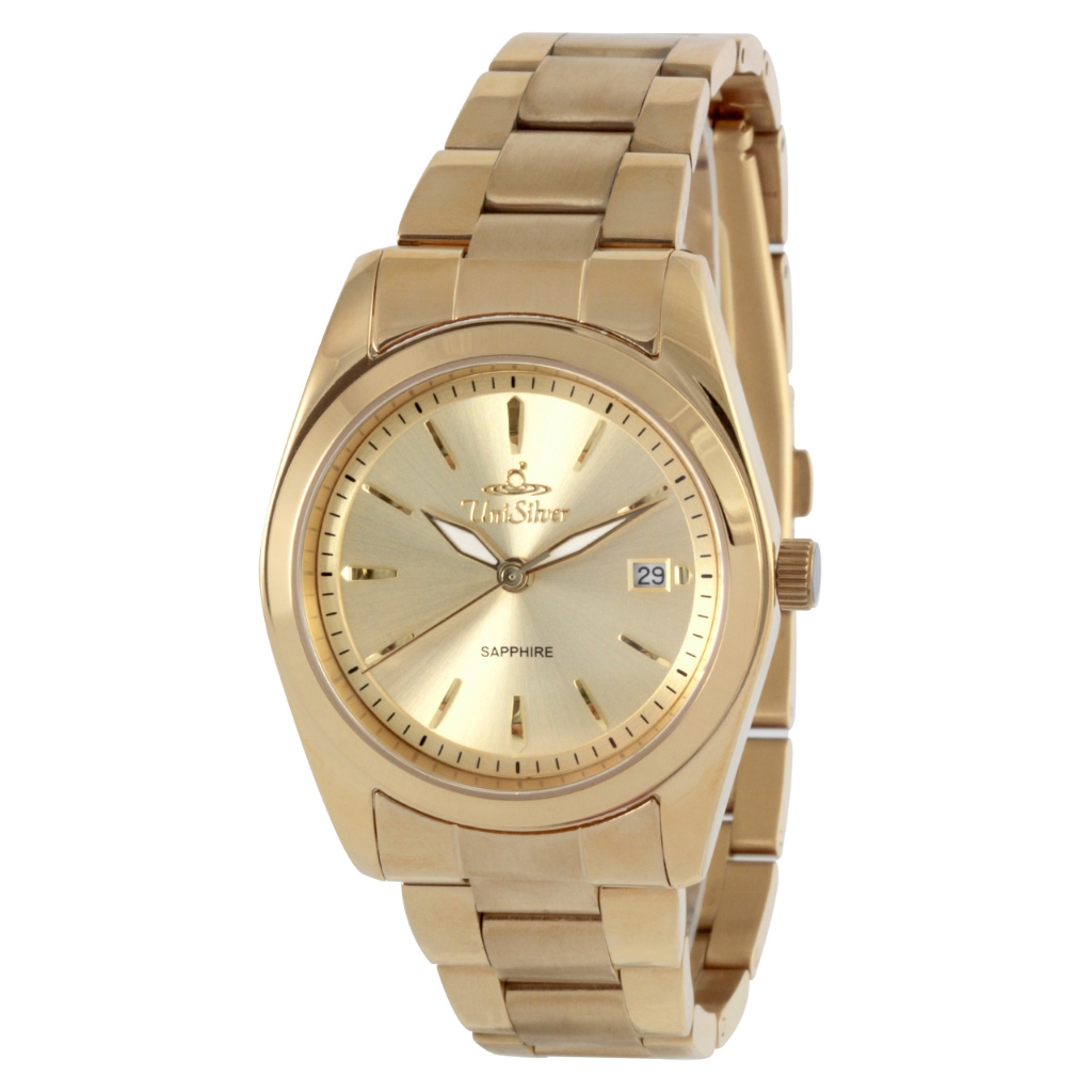 UniSilver TIME FULGENCE Women's Medium Analog Sapphire Gold Stainless ...