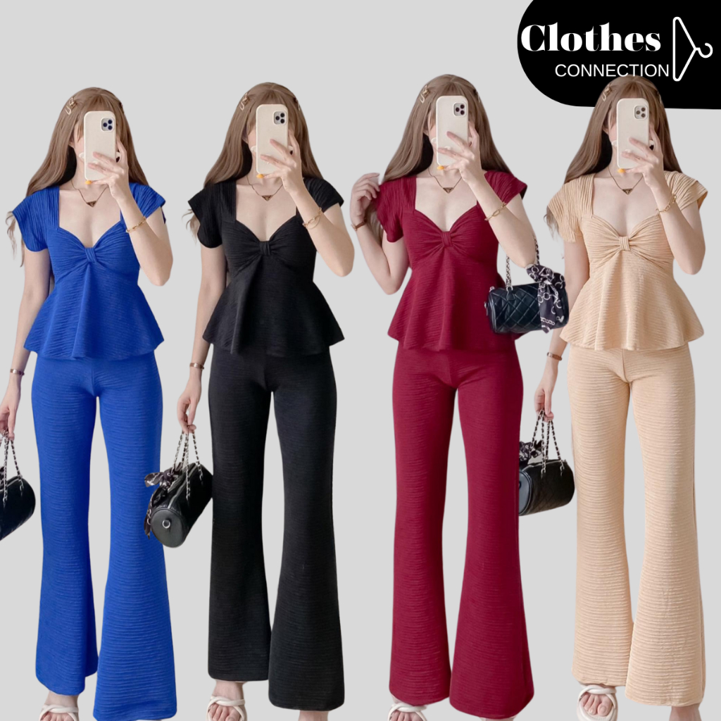 Patty Coordinates Set Casual with Peplum Terno Top and Pants Outfit for ...