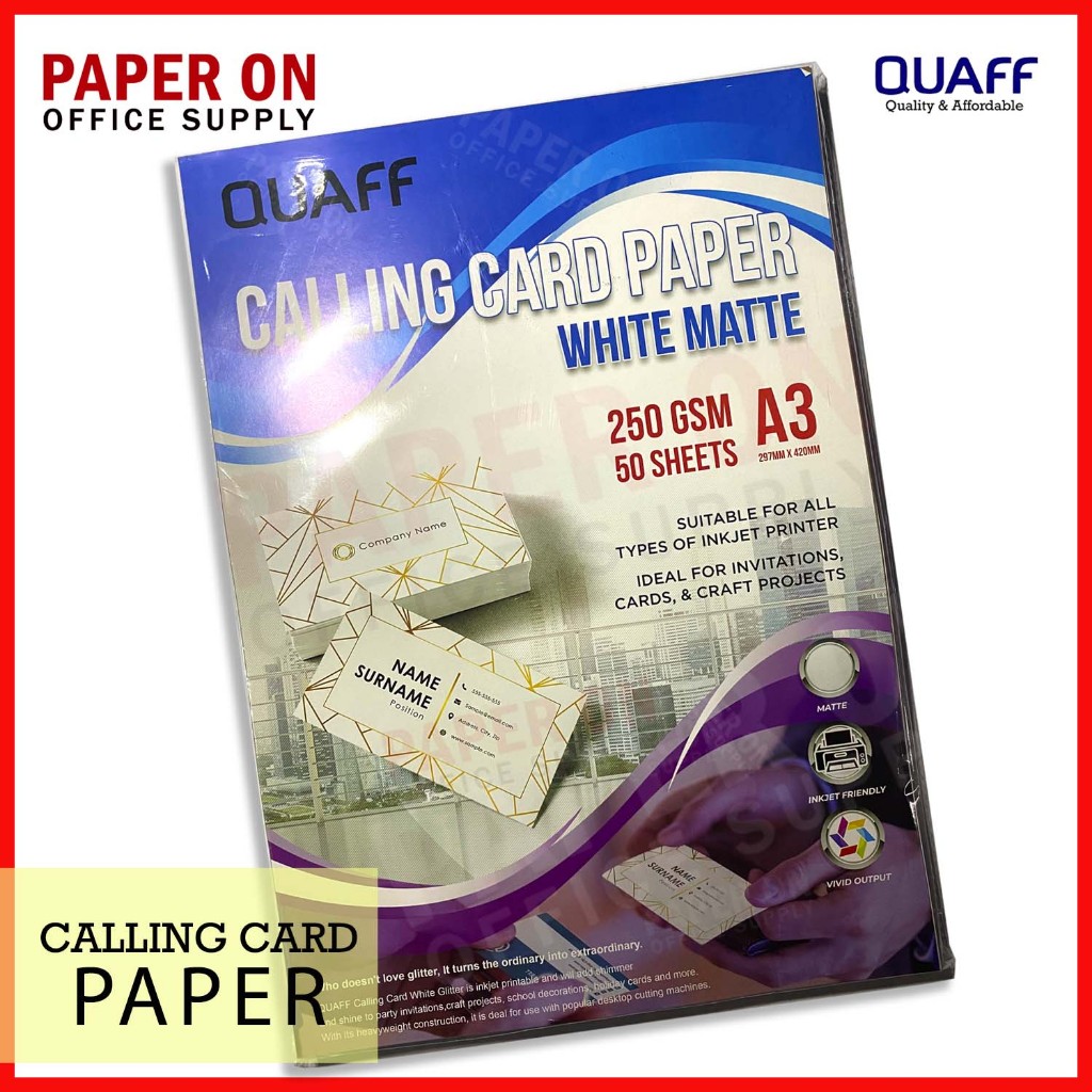 QUAFF Calling Card Paper White Matte A3 250gsm (50 sheets) | Shopee ...
