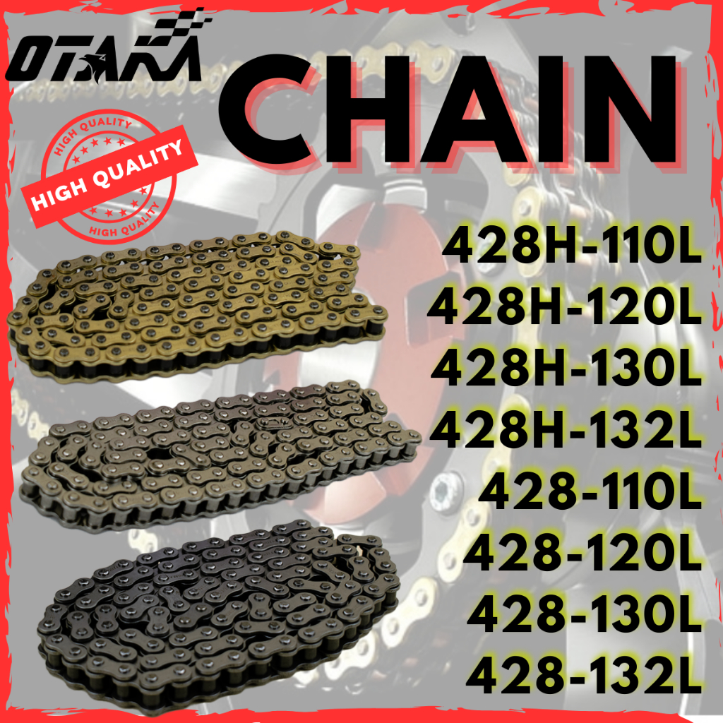 OTAKA CHAIN for Motorcycle 428/428H 110L/120L/130L/132L BLACK/GOLD/SILVER (Japan's Quality ...
