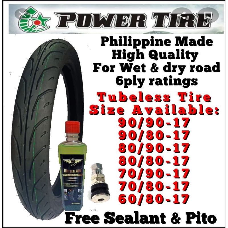 Power tire (S200) size 17 Tubeless Tire Free Sealant & Pito | Shopee ...