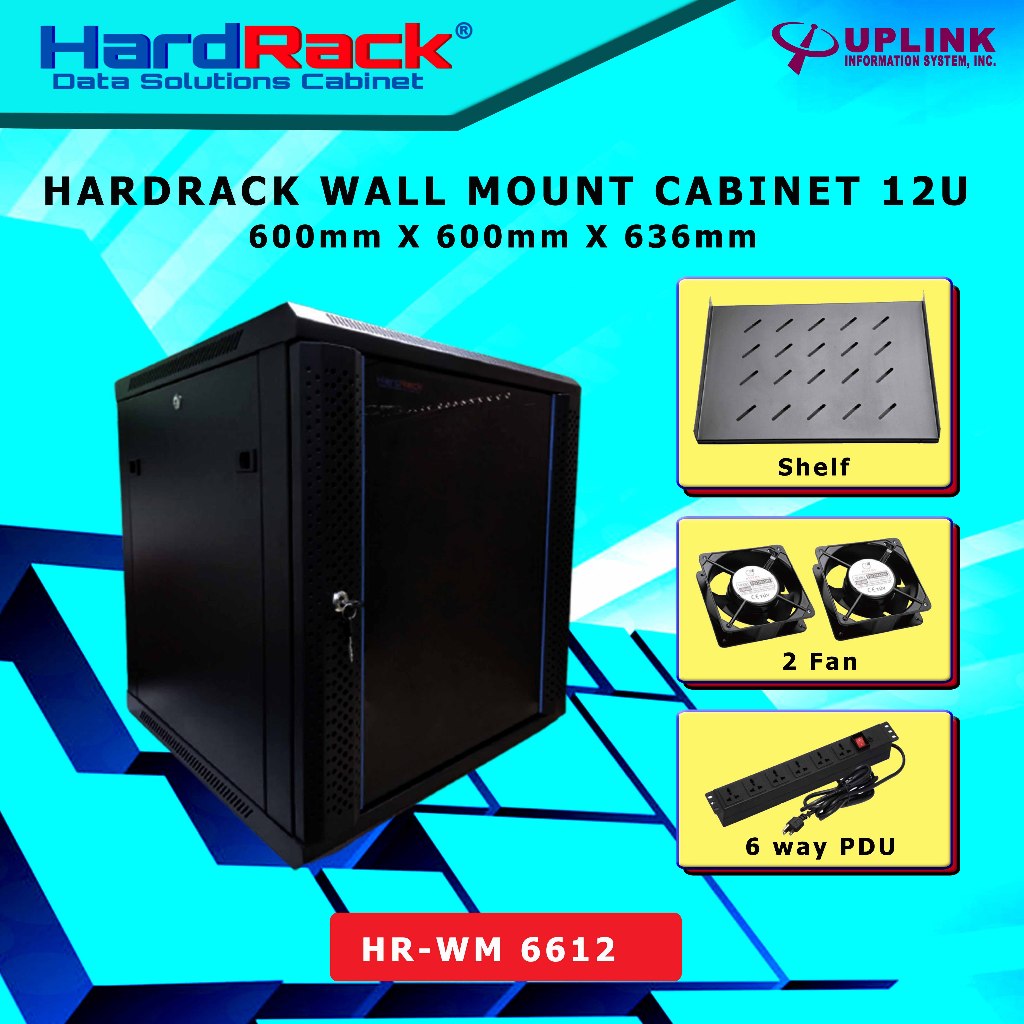 HardRack 12U Wall Mount Cabinet Server Rack 600mm x 600mm x 636mm ...