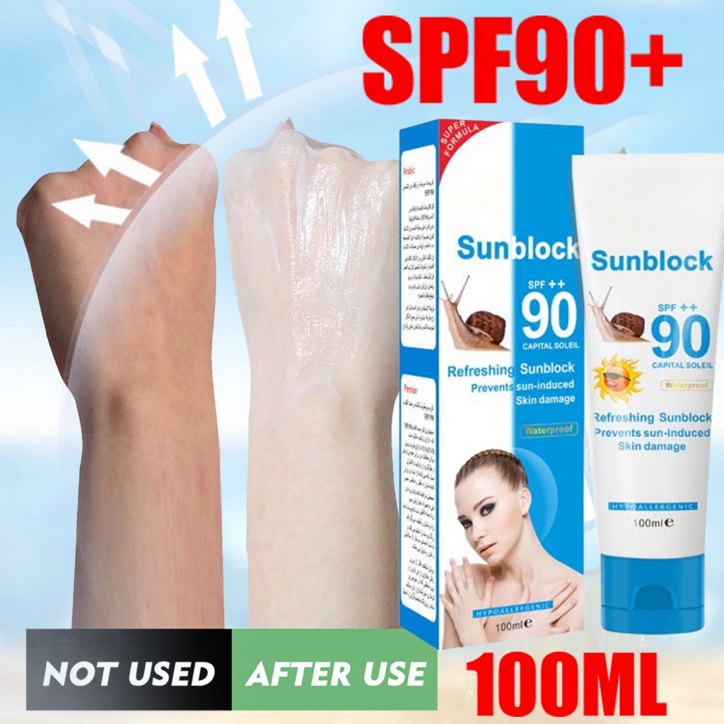 YANJIAYI SPF90+ Snail Sunscreen Cream Whitening Face & Body Sunblock UV Protection Waterproof ...