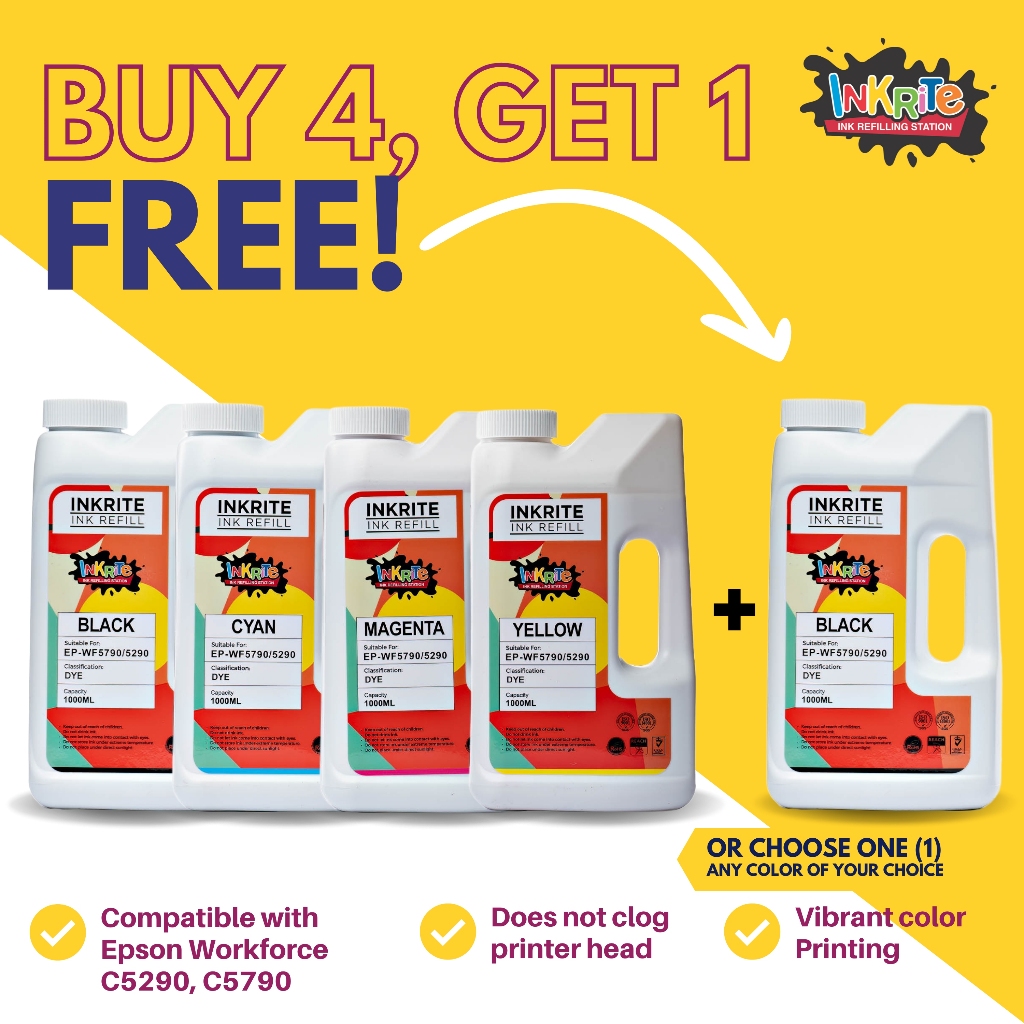 [BUY 4 GET 1 FREE] Inkrite Ink for Epson WorkForce WF-C5790 WF-C5290 ...