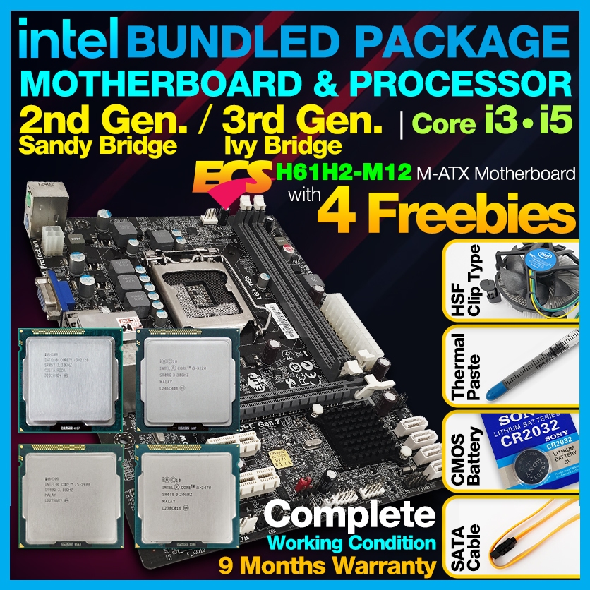 2nd, 3rd Gen. Intel Processor & Motherboard Bundle Package with 4 Free ...
