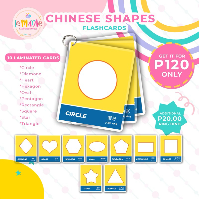 MANDARIN CHINESE SHAPES Laminated Educational Flashcards Interactive ...